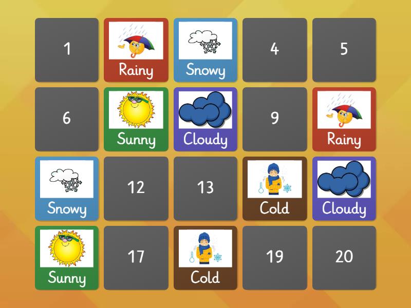 Memory game about weather conditions - Matching pairs