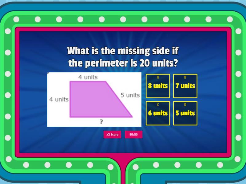 Perimeter Missing Sides - Gameshow quiz