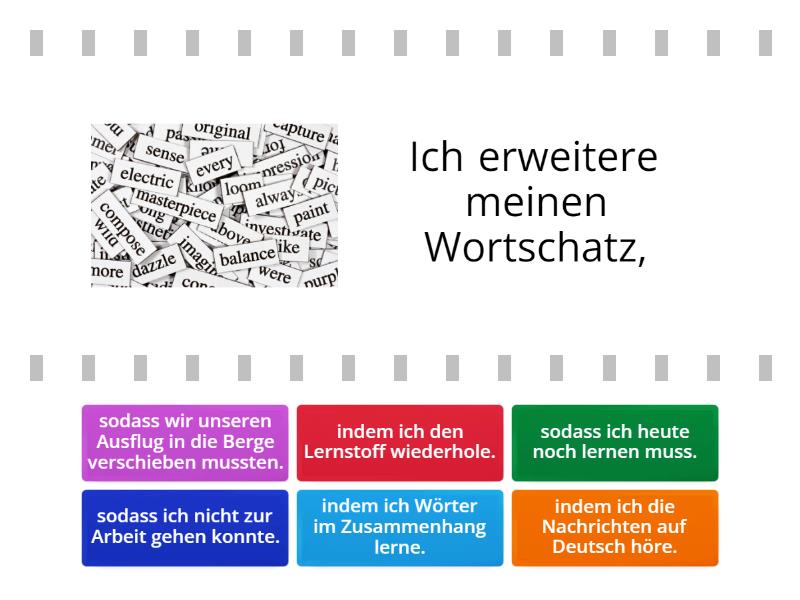 indem/sodass - Die passende Antwort