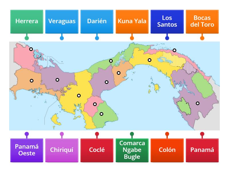Localización de Provincias Y Comarcas de Panamá - Labelled diagram