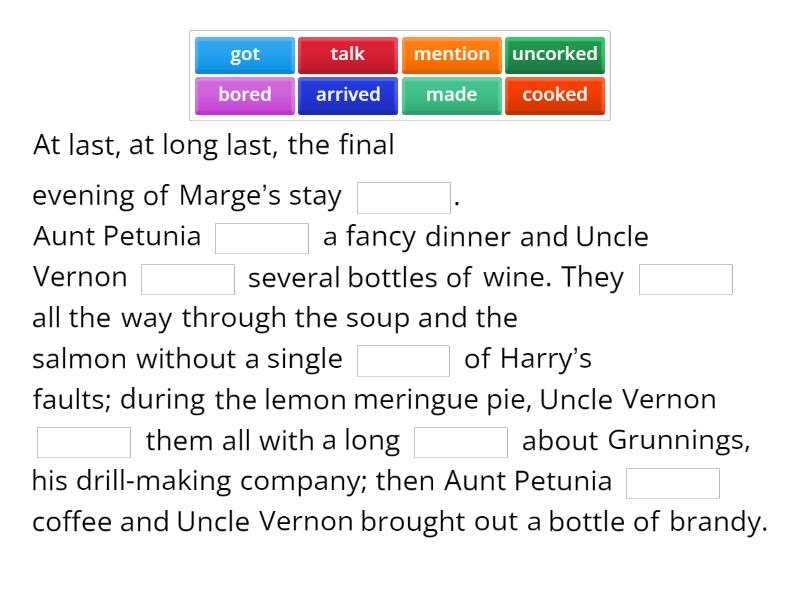 Aunt Marge 3 - Complete the sentence