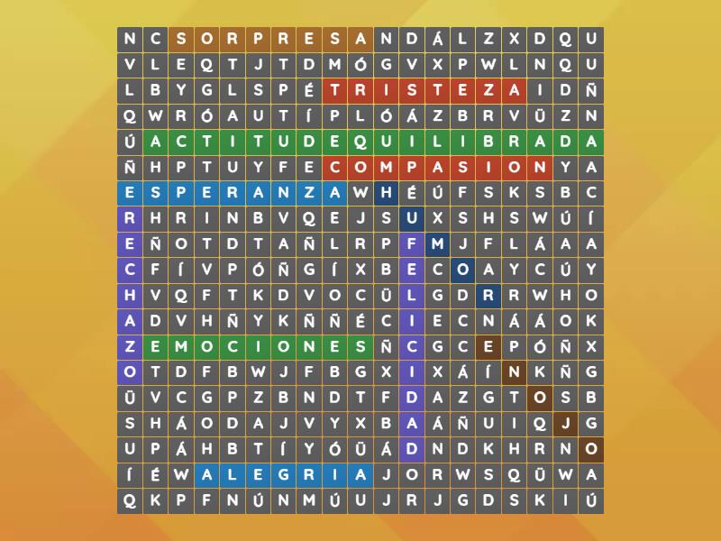 Bienestar - Sopa de letras