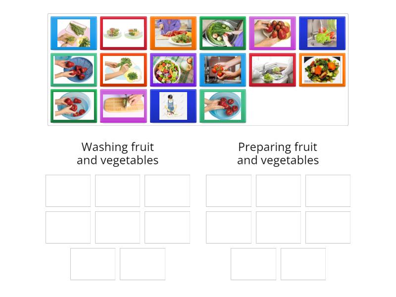 Washing fruit and vegetables. Preparing fruit and vegetables 塞 - Group sort