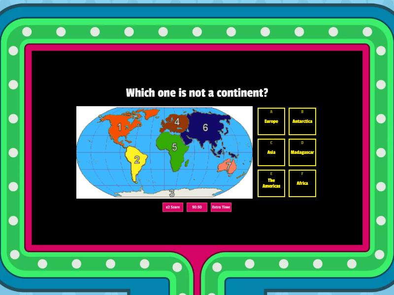 Continents and oceans quiz - Gameshow quiz