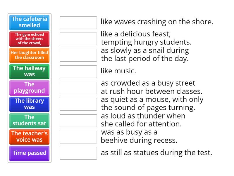 Similes for School - Match up
