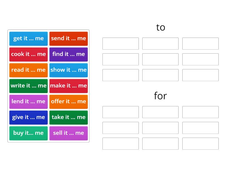 EF Inter Plus 1A Object pronouns: to or for - Group sort