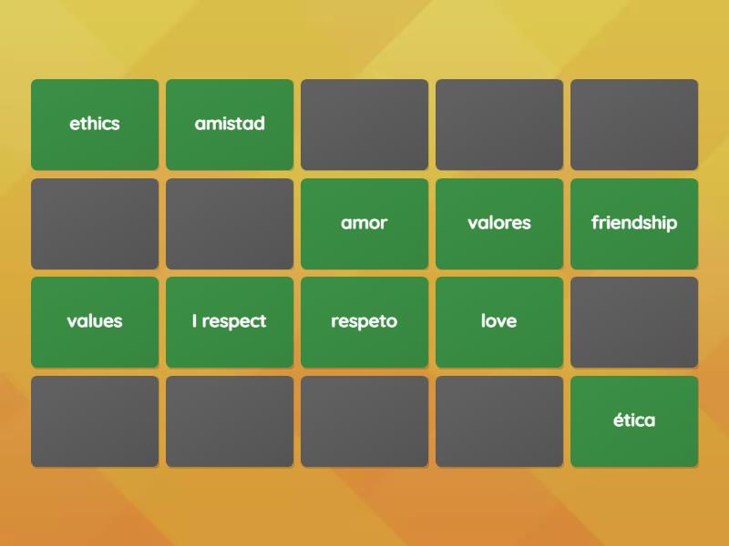 human values - Matching pairs