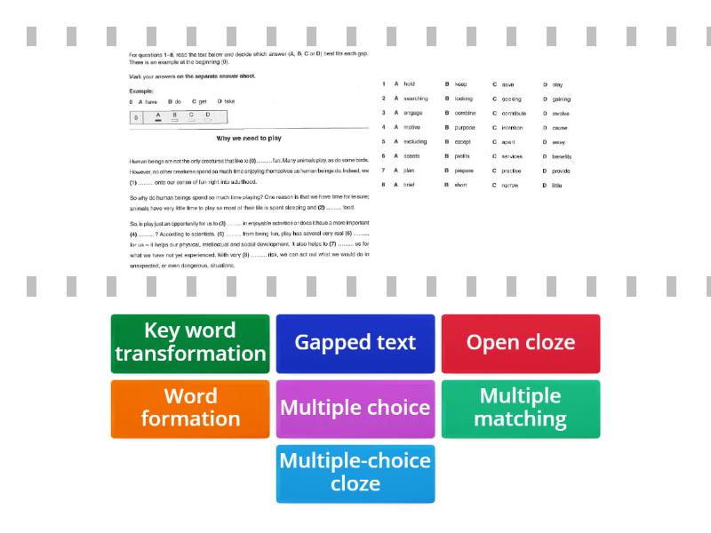 Cambridge English: First - Reading and Use of English - Find the match