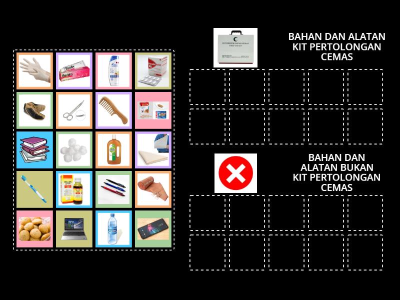 MENGELAS BAHAN DAN ALATAN KIT PERTOLONGAN CEMAS - Group sort