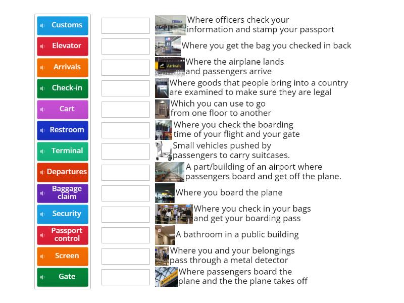 Travel - Module 2 : Part I - At the airport - Match up