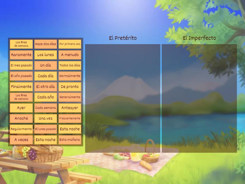 Preterite and Imperfect Clue Words - Categorize
