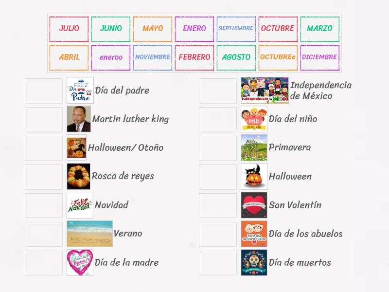Meses/ celebraciones - Match up