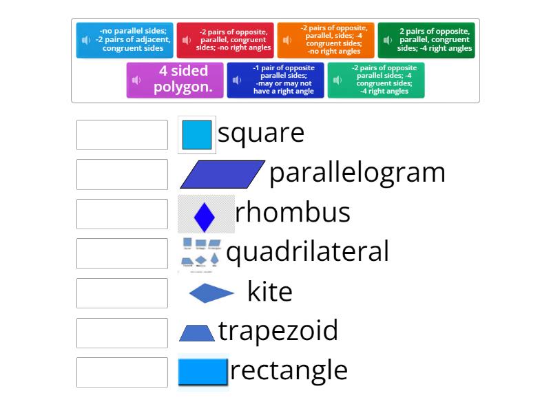 Features of Quadrilaterals-Matching-All Features - Match up