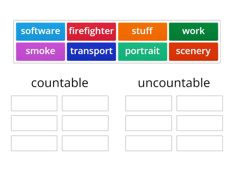 Countable vs uncountable noun part 2 - Group sort