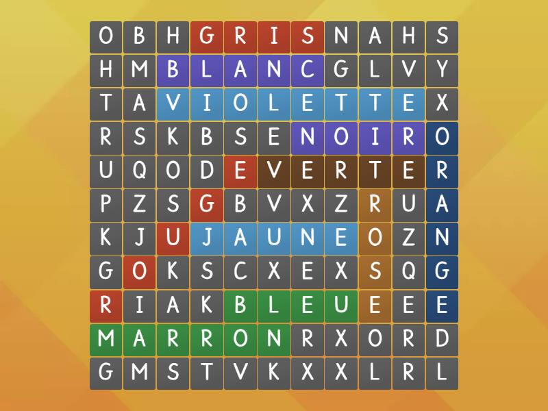 French Colours - Wordsearch
