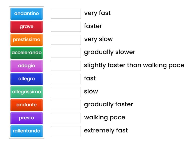 Stage 3 Tempo Words - Match up