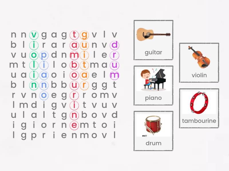 Musical Instruments - Wordsearch