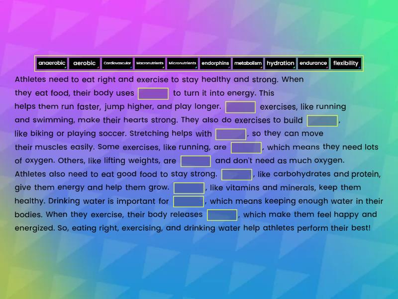 Complete the Paragraph: Exercise and Nutrition - Complete the sentence