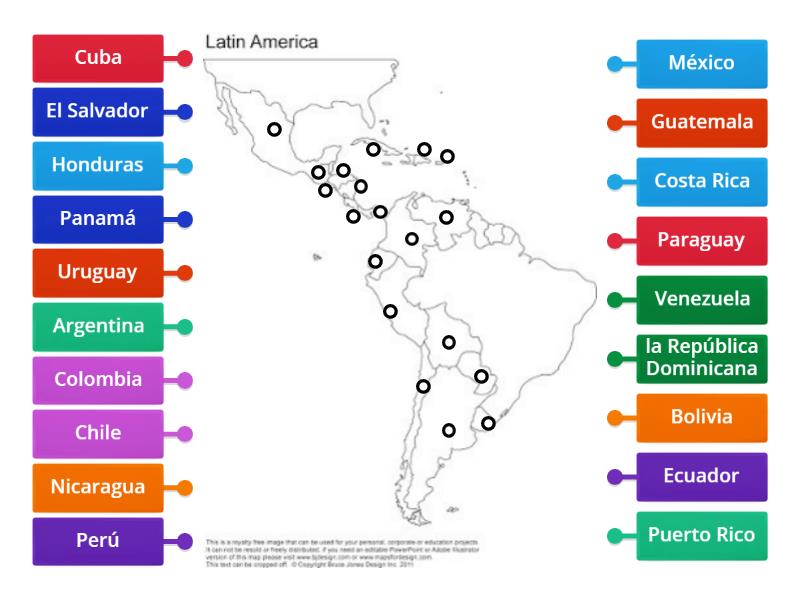 Los países hispanos - Labelled diagram