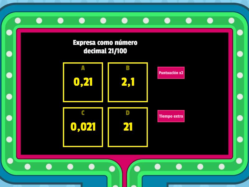 Números decimales - Gameshow quiz