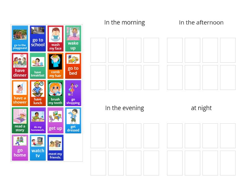Daily Routines (morning, afternoon, evening, night) - Group sort