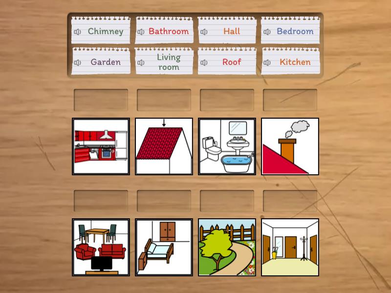 Parts of a house (pictograph) - Une las parejas