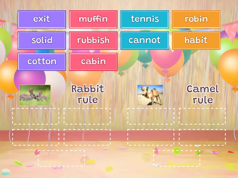 Camille word sort; rabbit and camel rules - Group sort