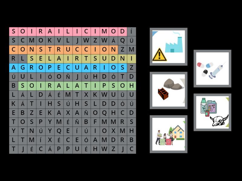 Clasificación de Residuos - Sopa de letras