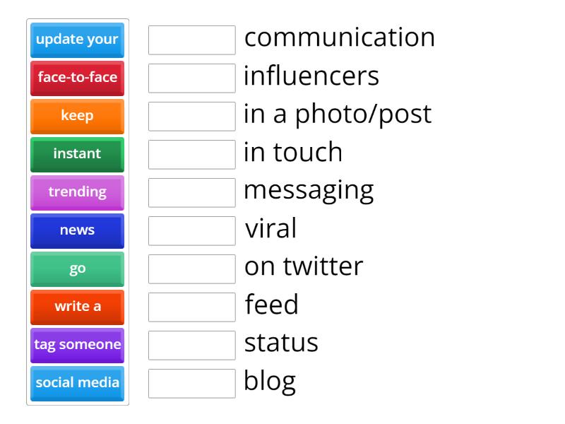 social media vocabulary - Match up