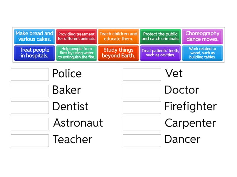 Match the occupation correctly. - Match up