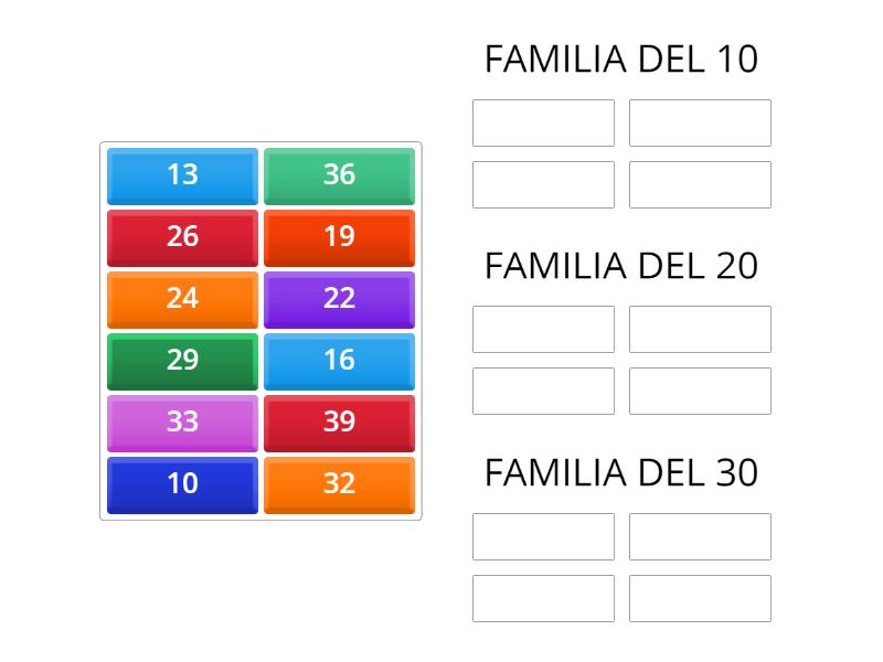 FAMILIA DE NÚMEROS - Group sort
