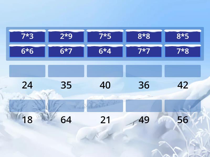Multiplication of 6,7&8 - Match up