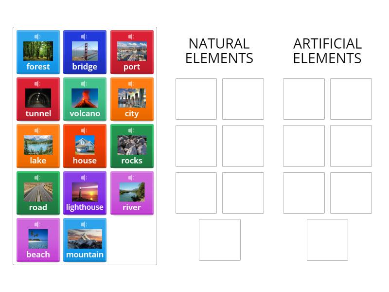 Natural and artificial elements - Ordenar por grupo