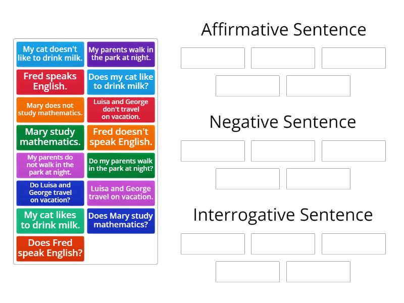 Simple present - Sentence structure - Ordenar por grupo