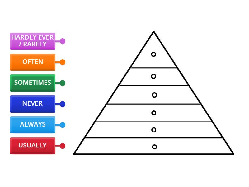 Adverbs of Frequency - Most frequent to least frequent - Labelled diagram