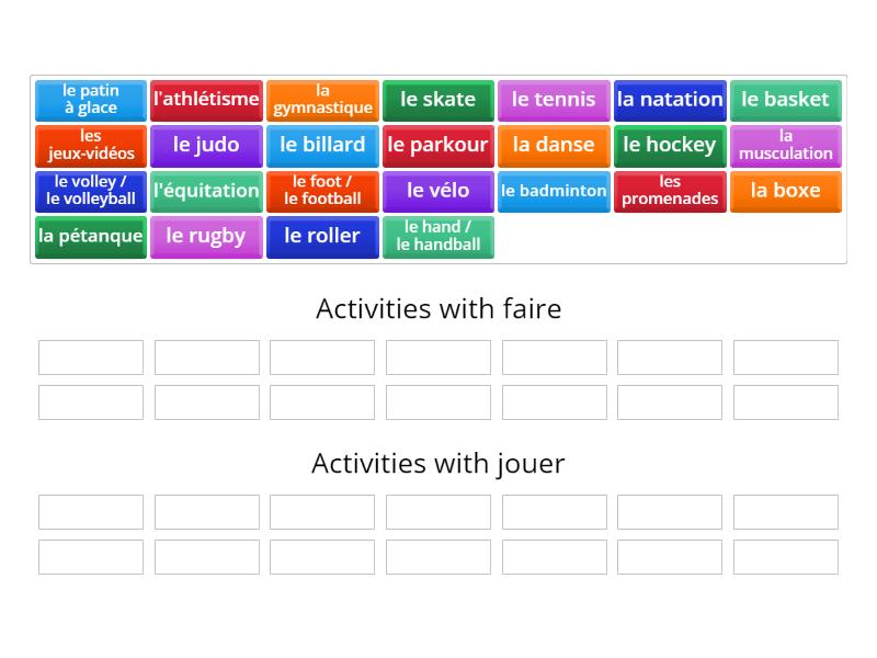 Faire / jouer - activity sort - Group sort