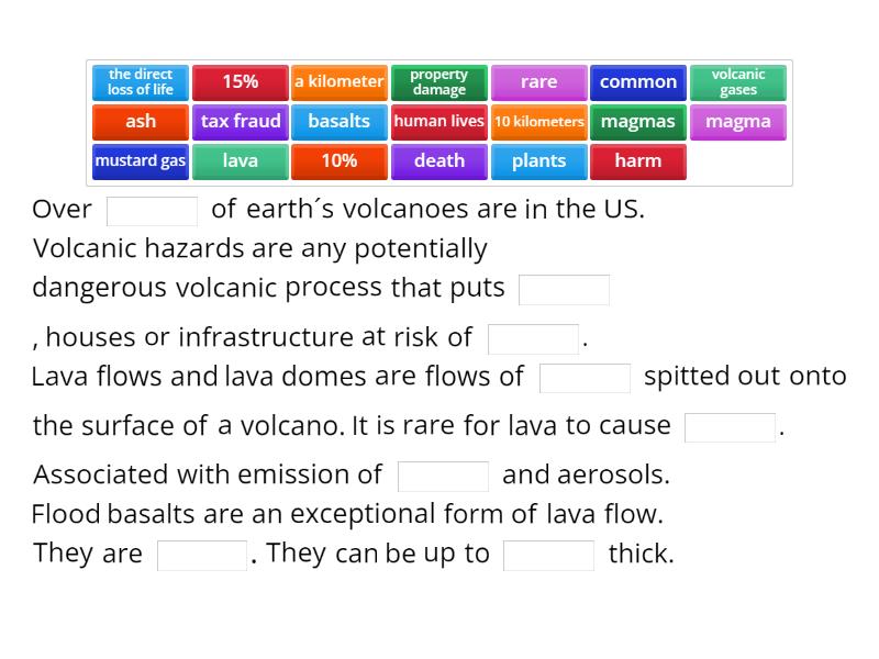 Volcanoes - Complete the sentence