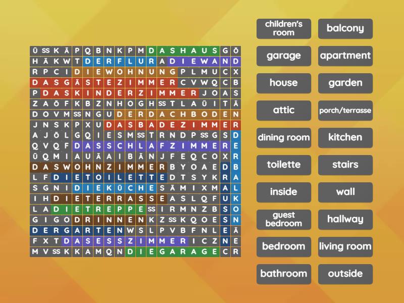 Wortsuche Haus & Zimmer - Wordsearch