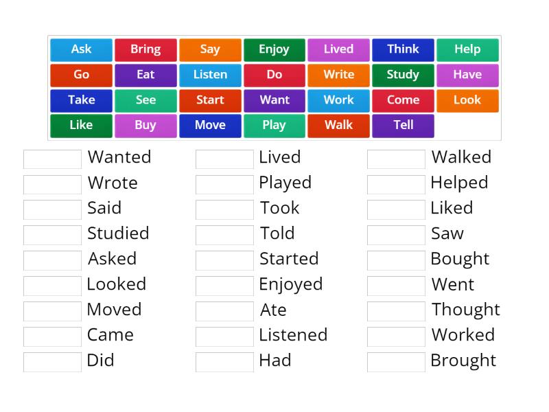 Simple Past - Useful Verbs - Match up
