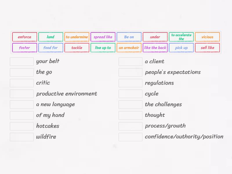 Final revision - match the collocations - Match up