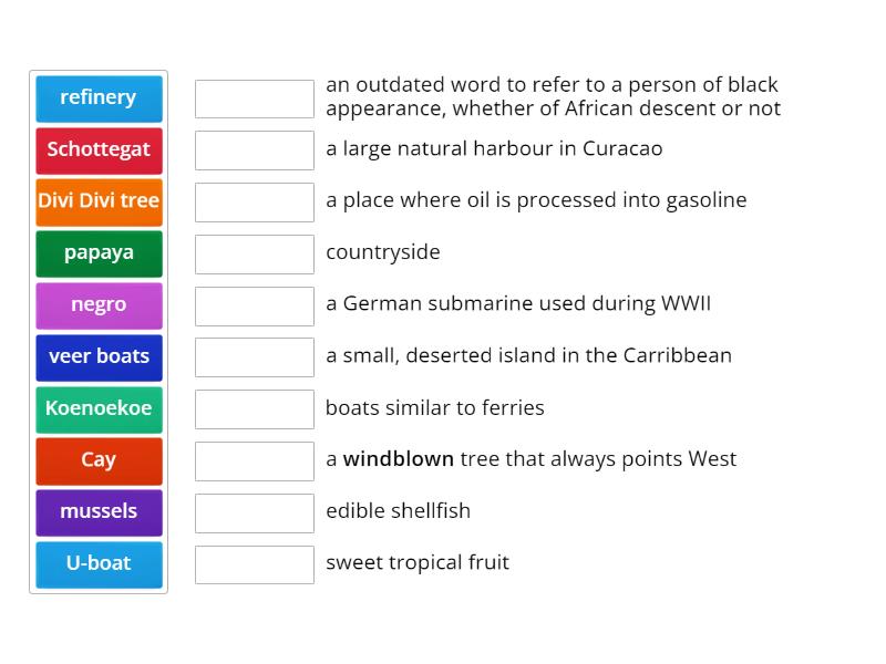 The Cay vocabulary - Match up