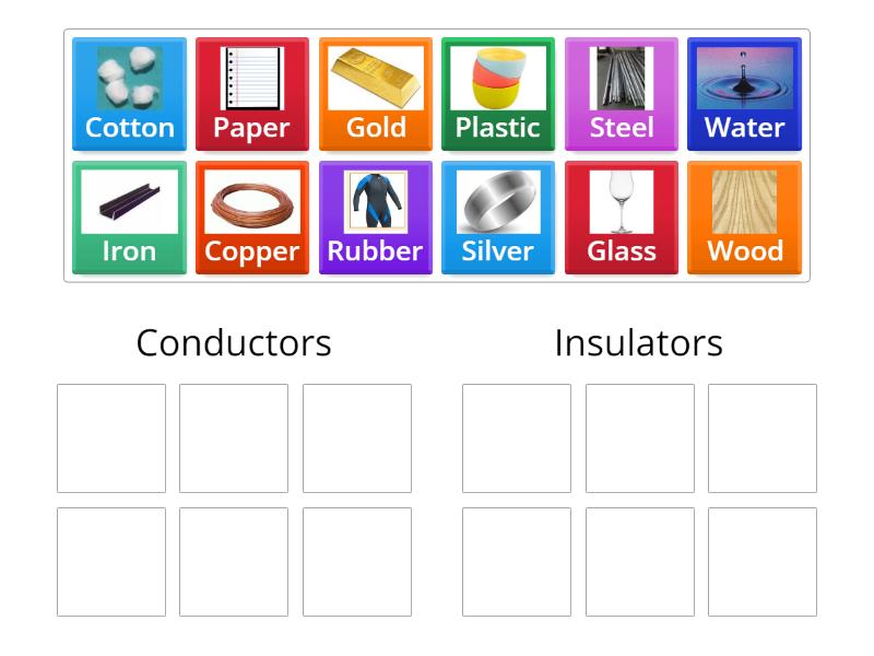 Grade 2 Quiz: Conductors and Insulators - Ordenar por grupo