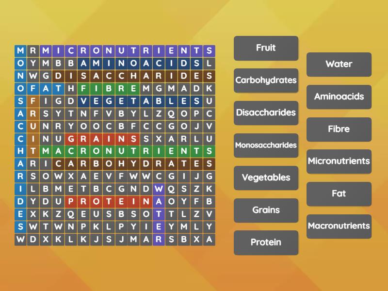 Nutrition - Wordsearch