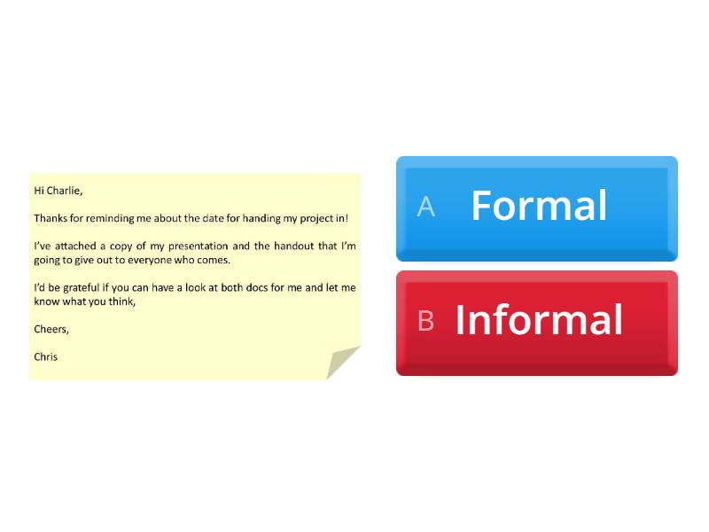 Formal and informal emails - Quiz