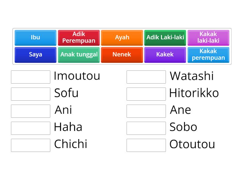 Games nihongo kurabu - Kazoku - Match up