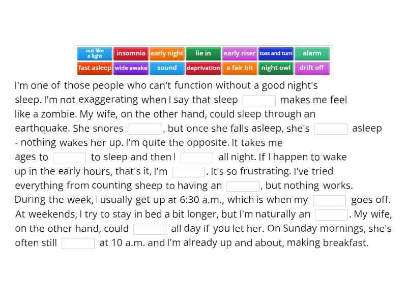 Sleep - Complete the sentence