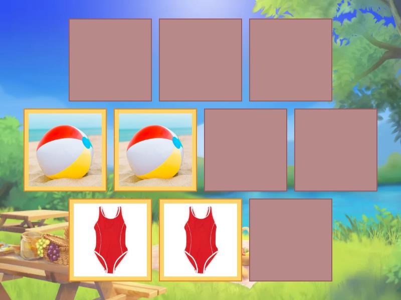 At the beach - Memory game - Matching pairs