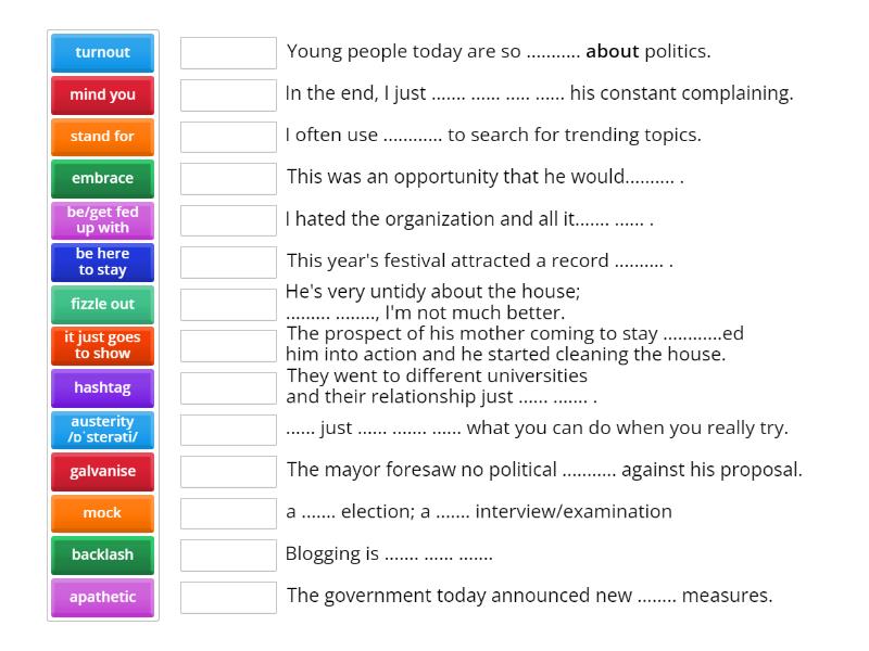 Hashtag Activism Sentences - Match up