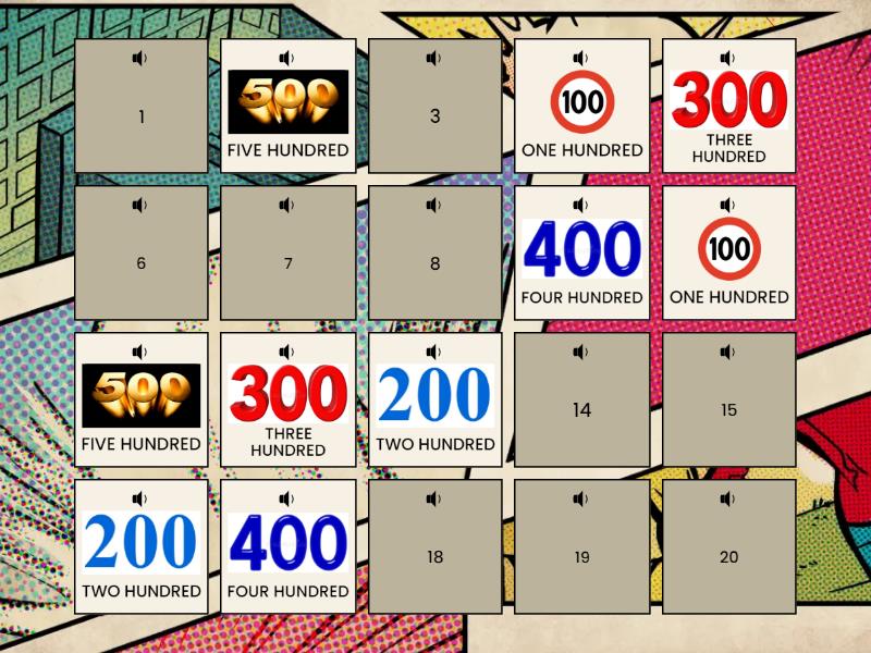 MEMORY GAME: NUMBERS 100 TO 1000 - - Parejas