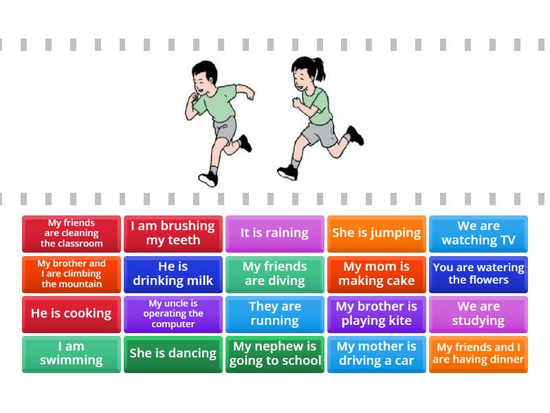 present continuous tense - Find the match